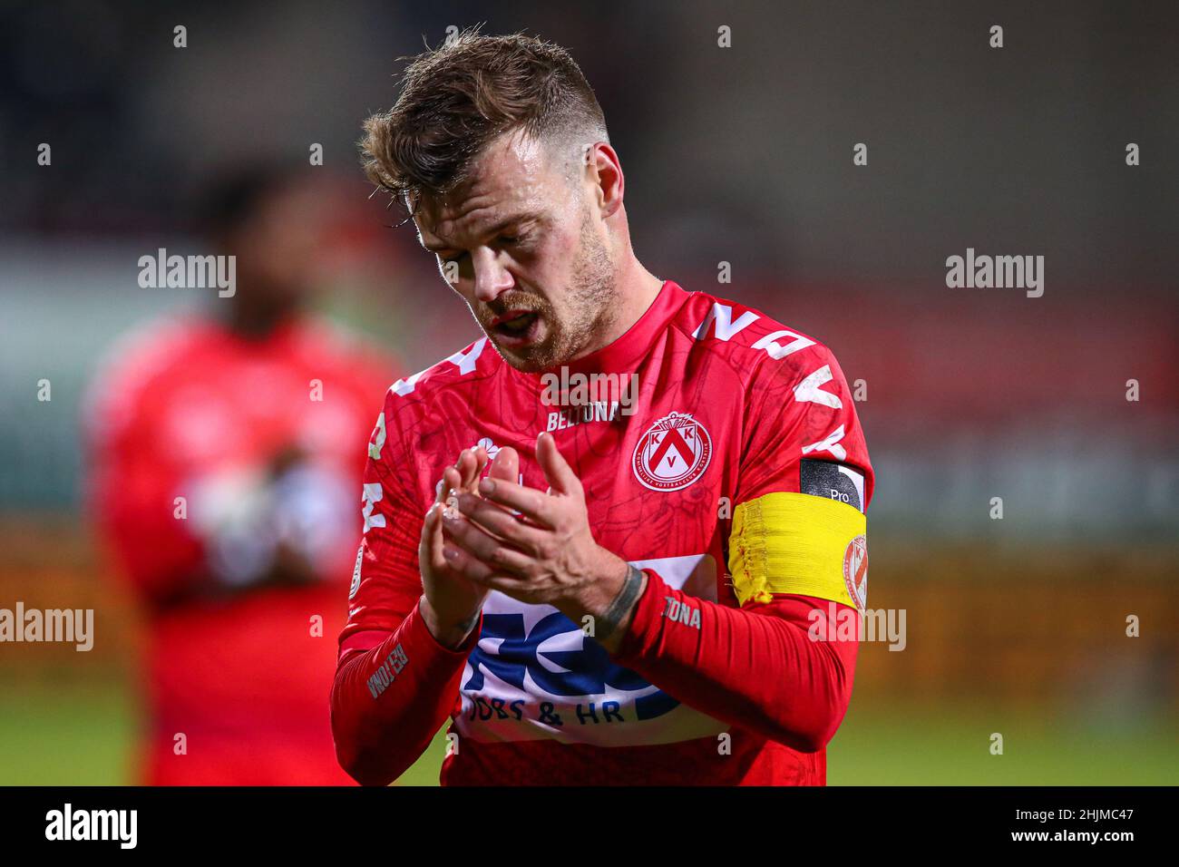 KORTRIJK, BELGIUM - JANUARY 30: Kristof D'Haene of KV Kortrijk during the Jupiler Pro League ...