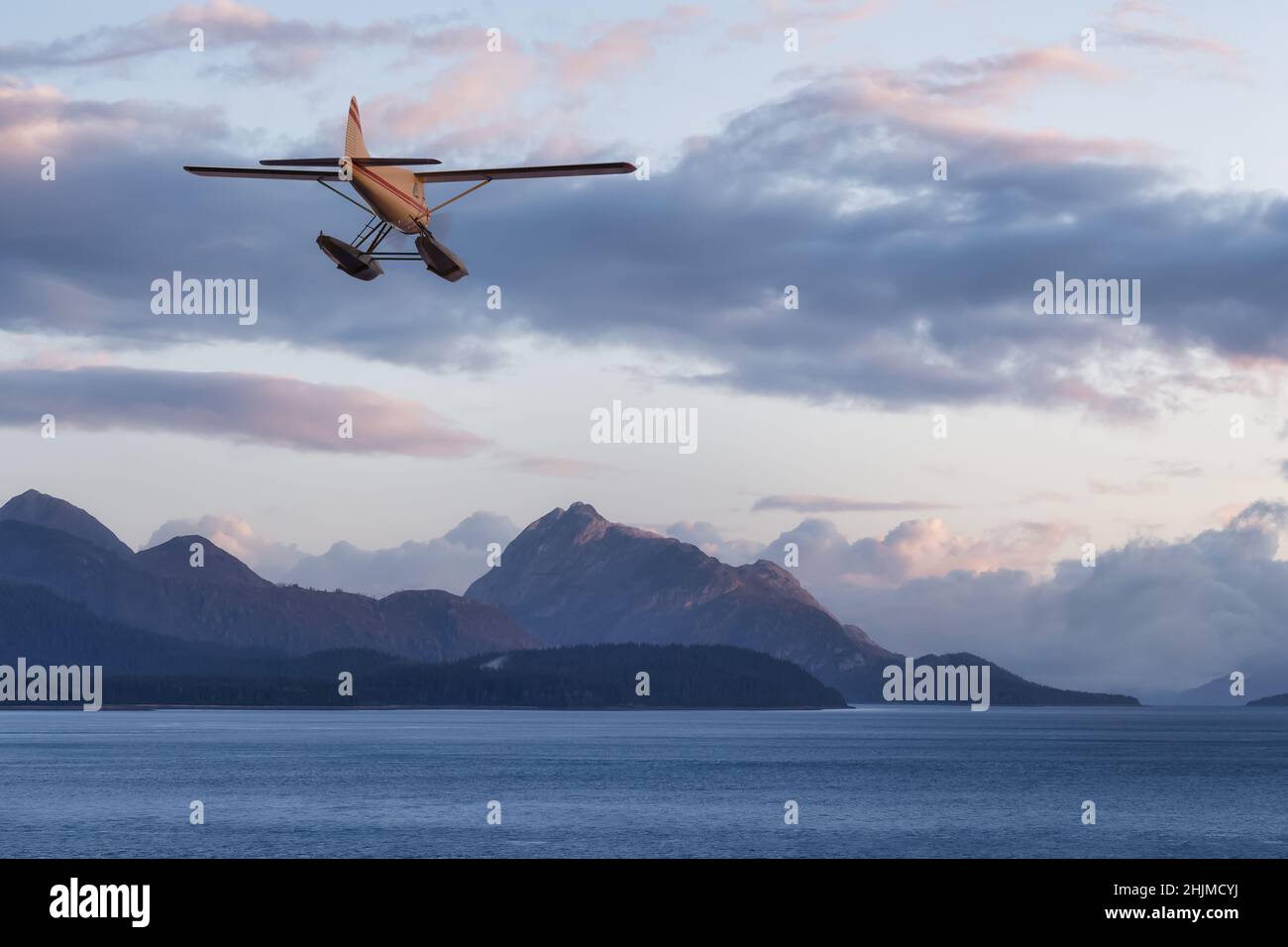 Seaplane Aircraft Flying over the Pacific Ocean Coast Stock Photo - Alamy