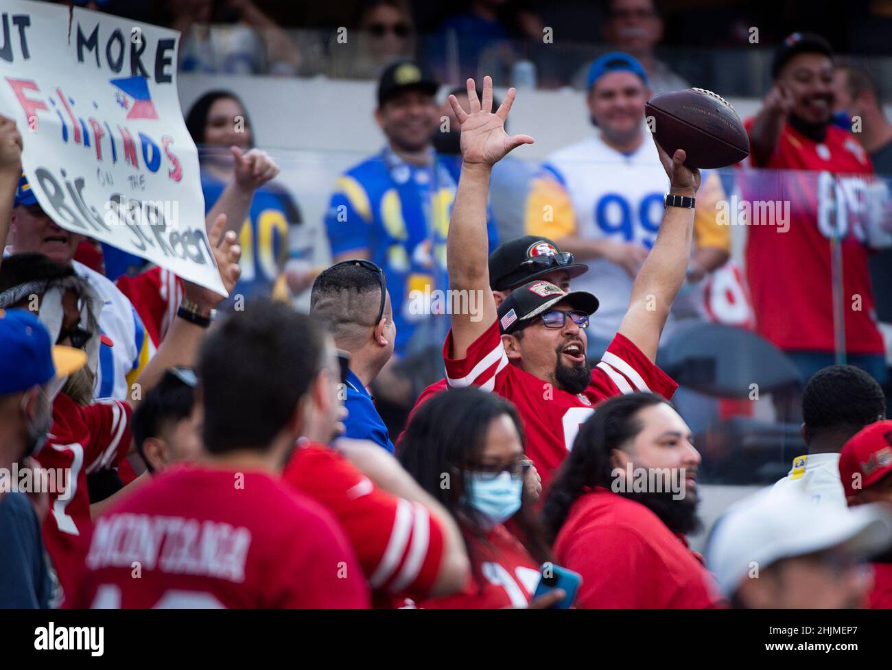 Los Angeles, CA, USA. 30th Jan, 2022. San Francisco 49ers fans yells at ...