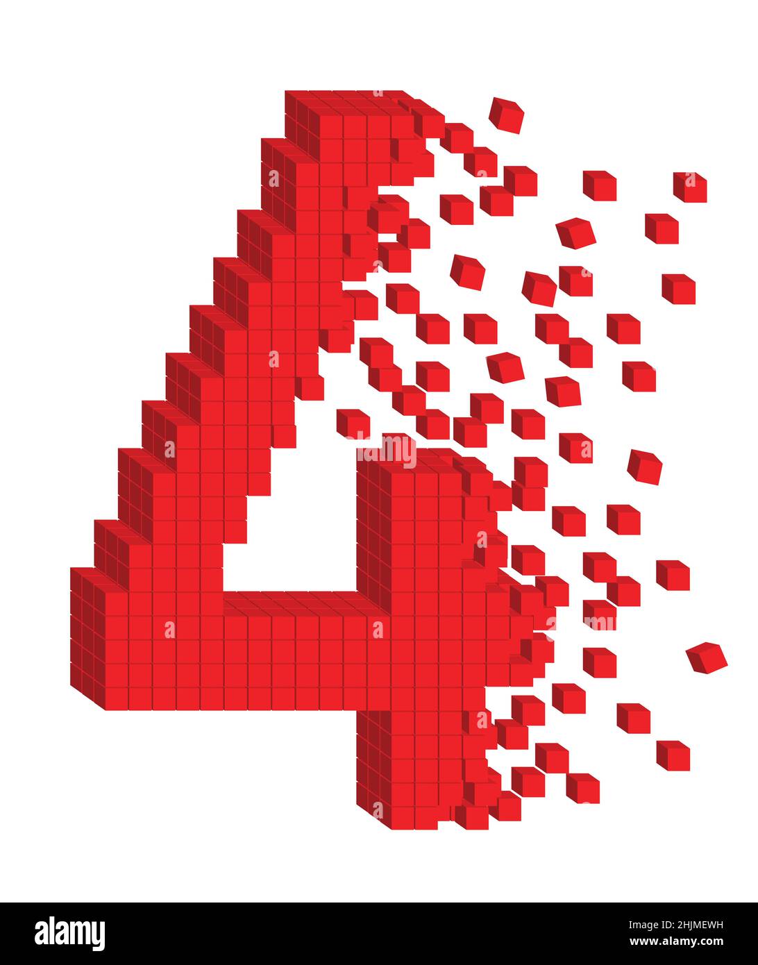 Vector shaped three-dimensional red color cubes in a form of a number ...
