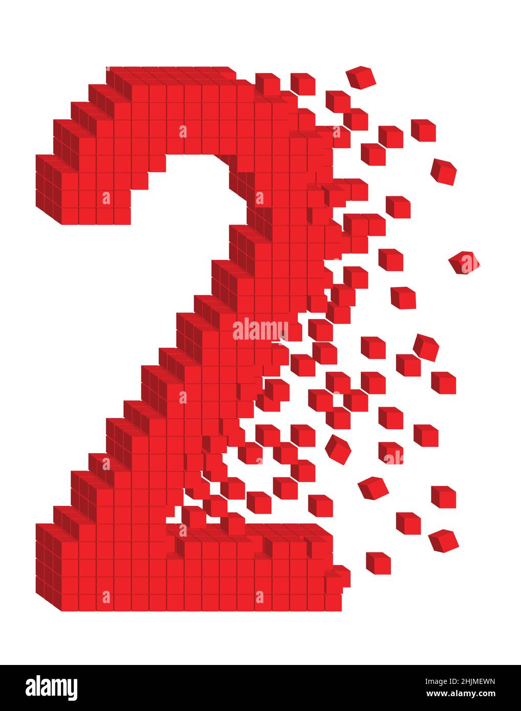 Vector shaped three-dimensional red color cubes in a form of a number ...