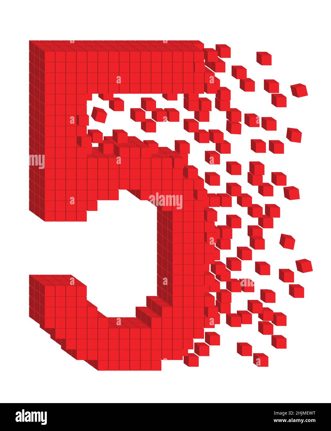 Vector shaped three-dimensional red color cubes in a form of a number ...