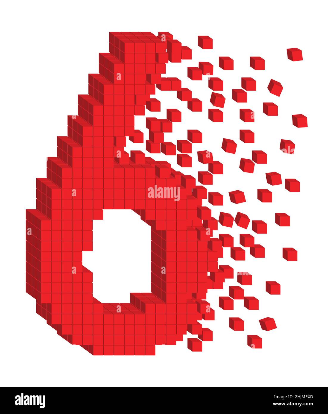 Vector shaped three-dimensional red color cubes in a form of a number ...