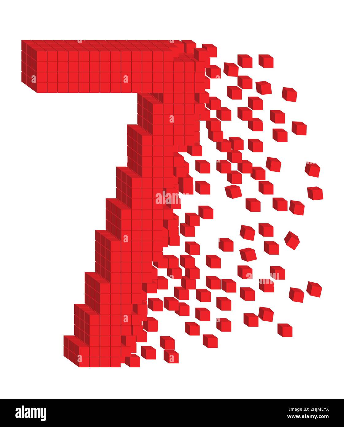 Vector shaped three-dimensional red color cubes in a form of a number ...