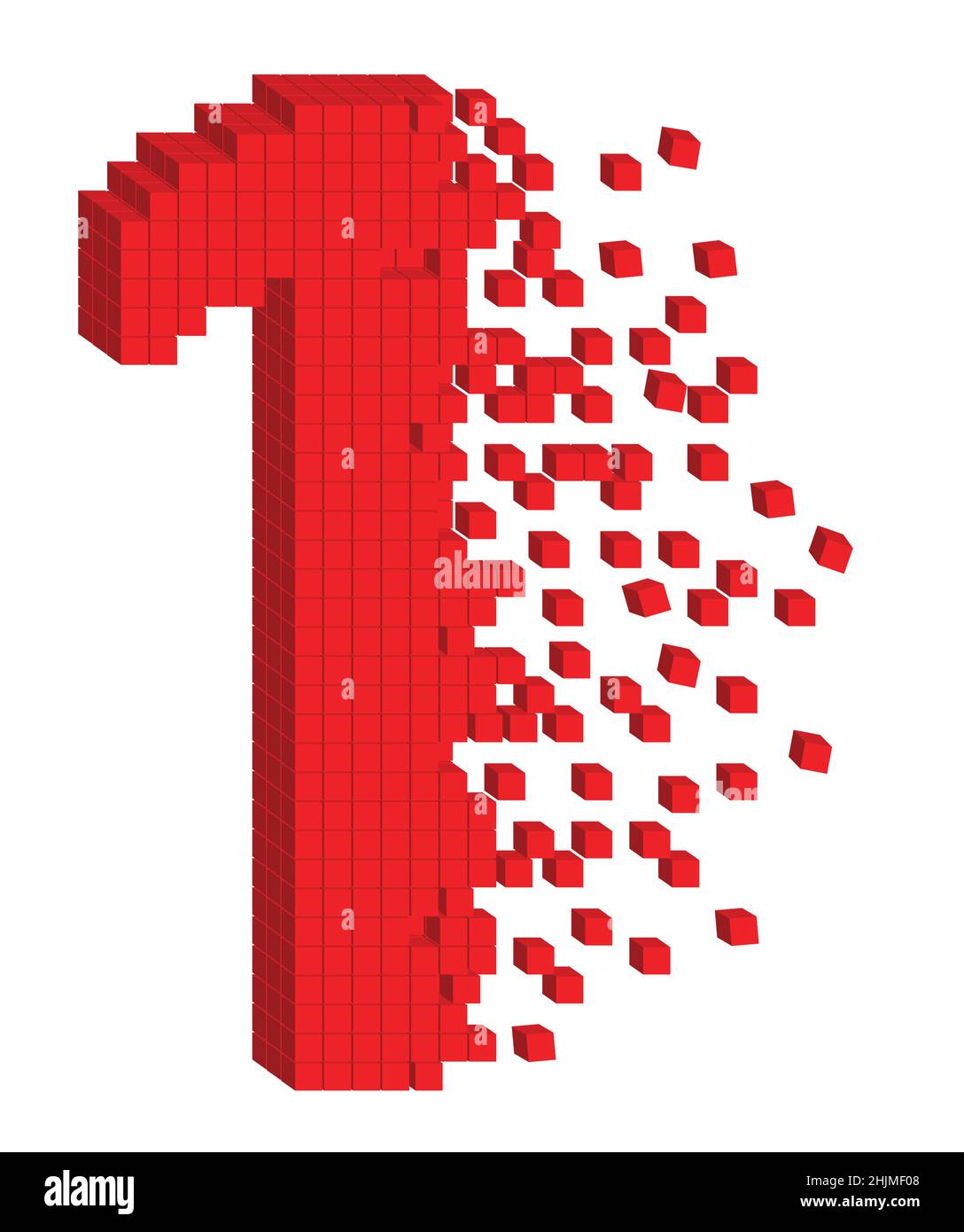 Vector shaped three-dimensional red color cubes in a form of a number ...