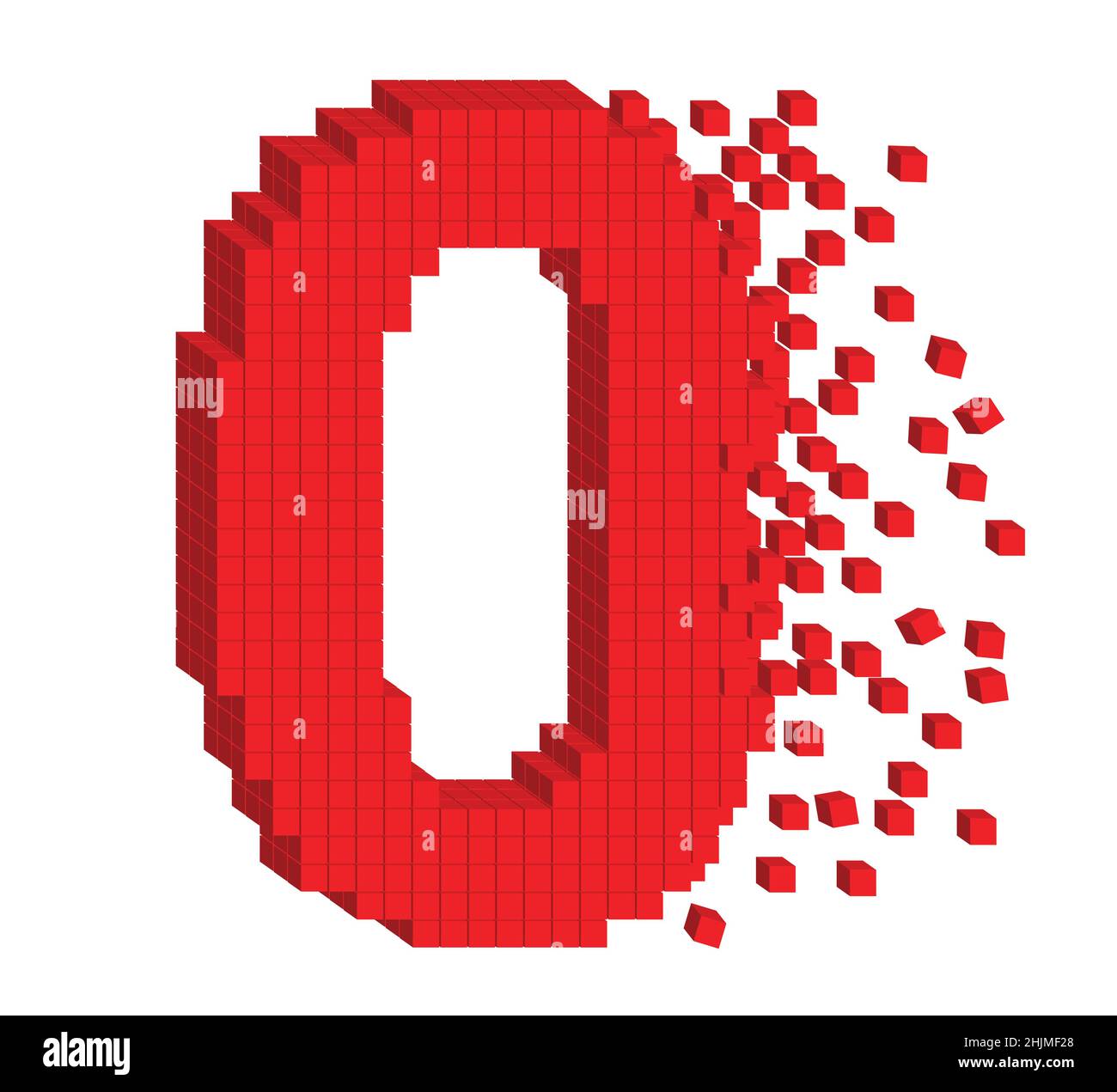 Vector shaped three-dimensional red color cubes in a form of a number ...