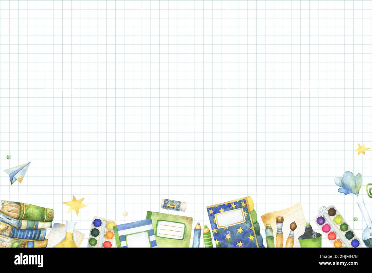 School, preschool, study, learning, education related banner with paper ...