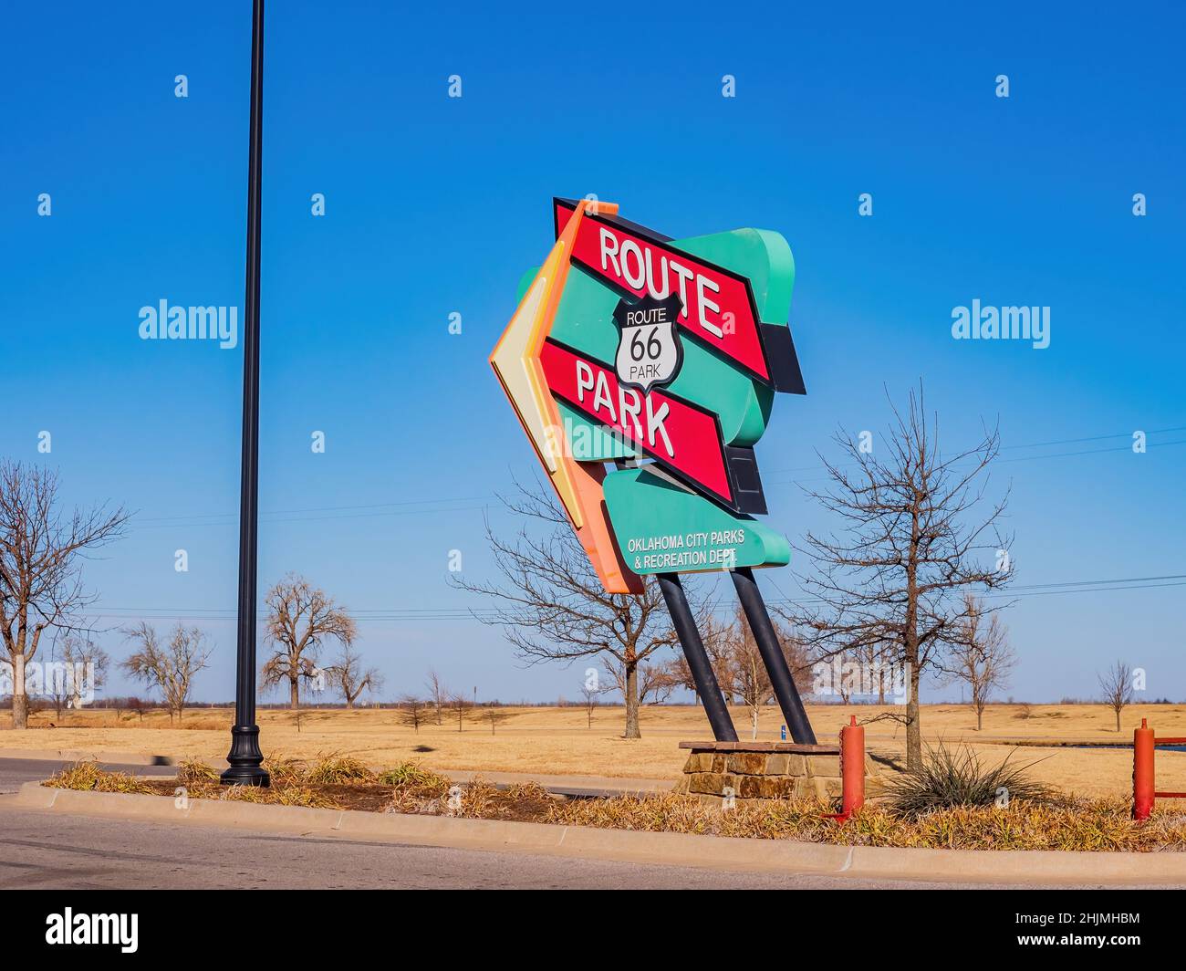 Sunny view of the landscape in Route 66 Park at Oklahoma Stock Photo ...