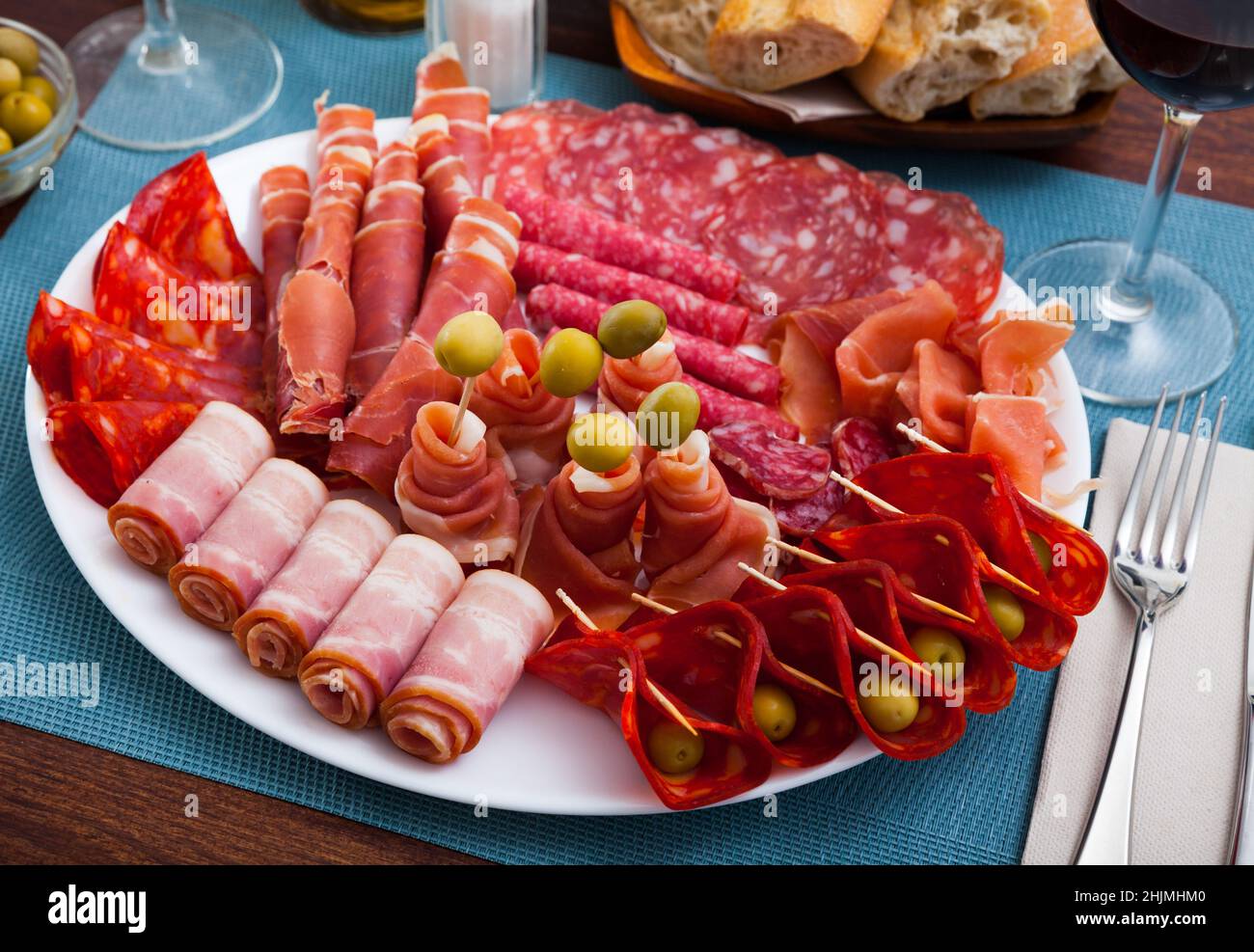 Spanish meat antipasto platter Stock Photo - Alamy