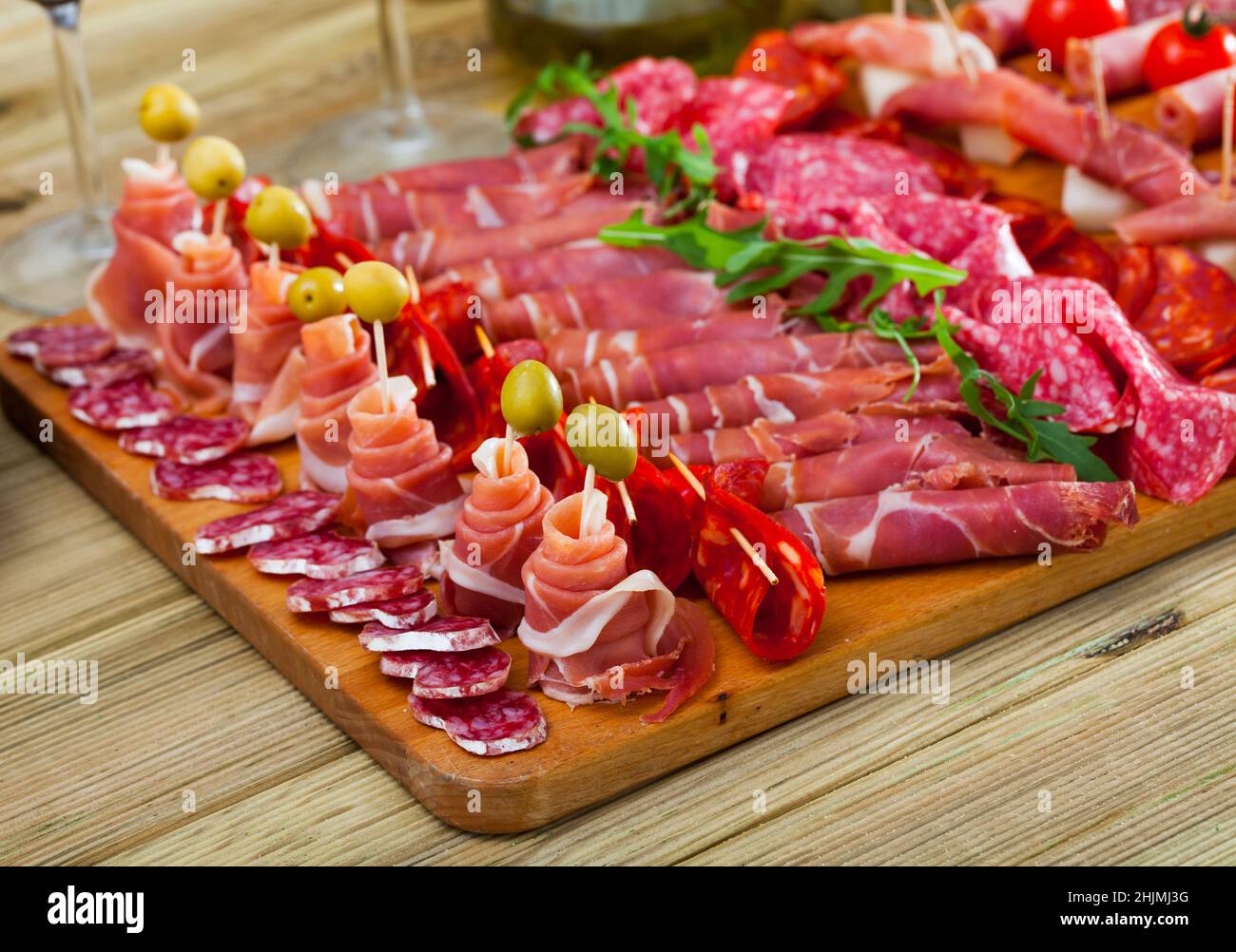 Cold cuts from Spanish ham, sausages, bacon Stock Photo - Alamy