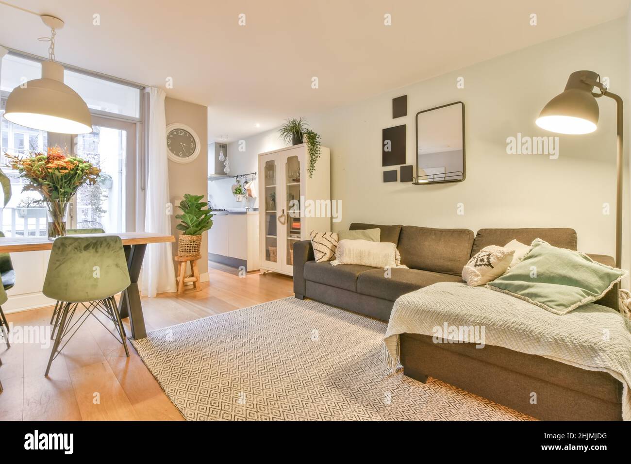 Interior design of small clean living room Stock Photo - Alamy