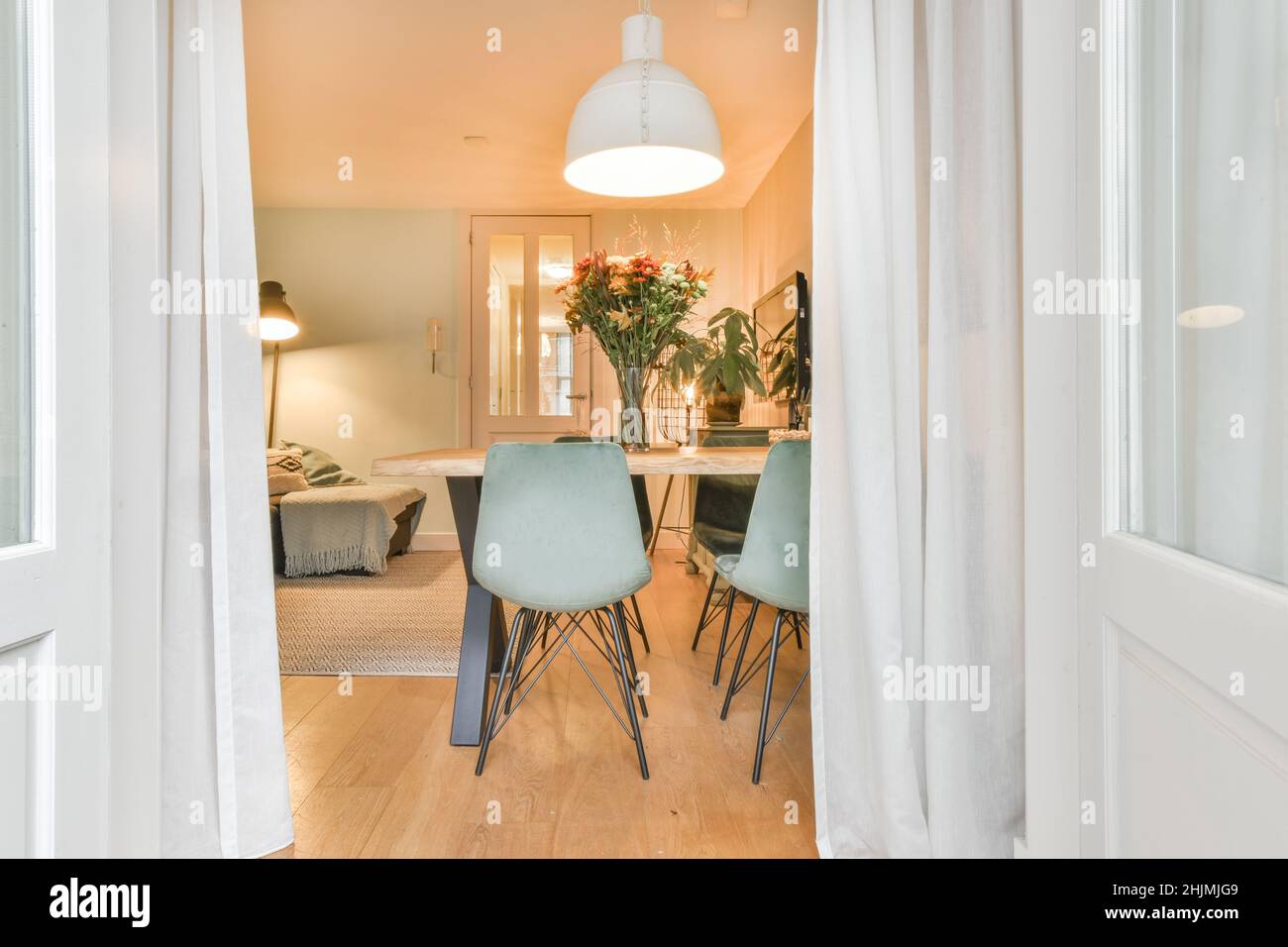 Interior design of clean and bright dining room Stock Photo - Alamy