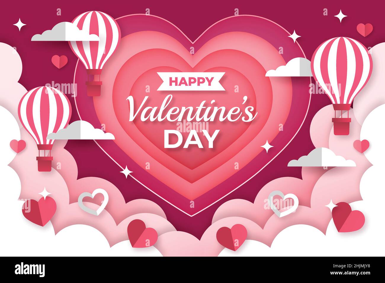 paper style valentine day background design vector illustration design ...