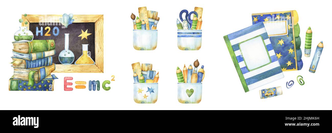 Back to school watercolor clipart isolated on white background ...