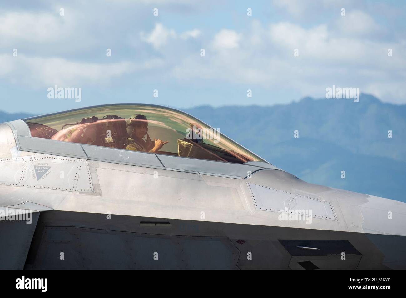 A Total Force F-22 Raptor pilot taxis during a joint exercise Jan. 21 ...