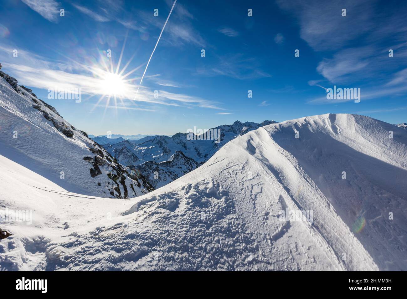 Gorgeous view of a snowy mountain Stock Photo - Alamy