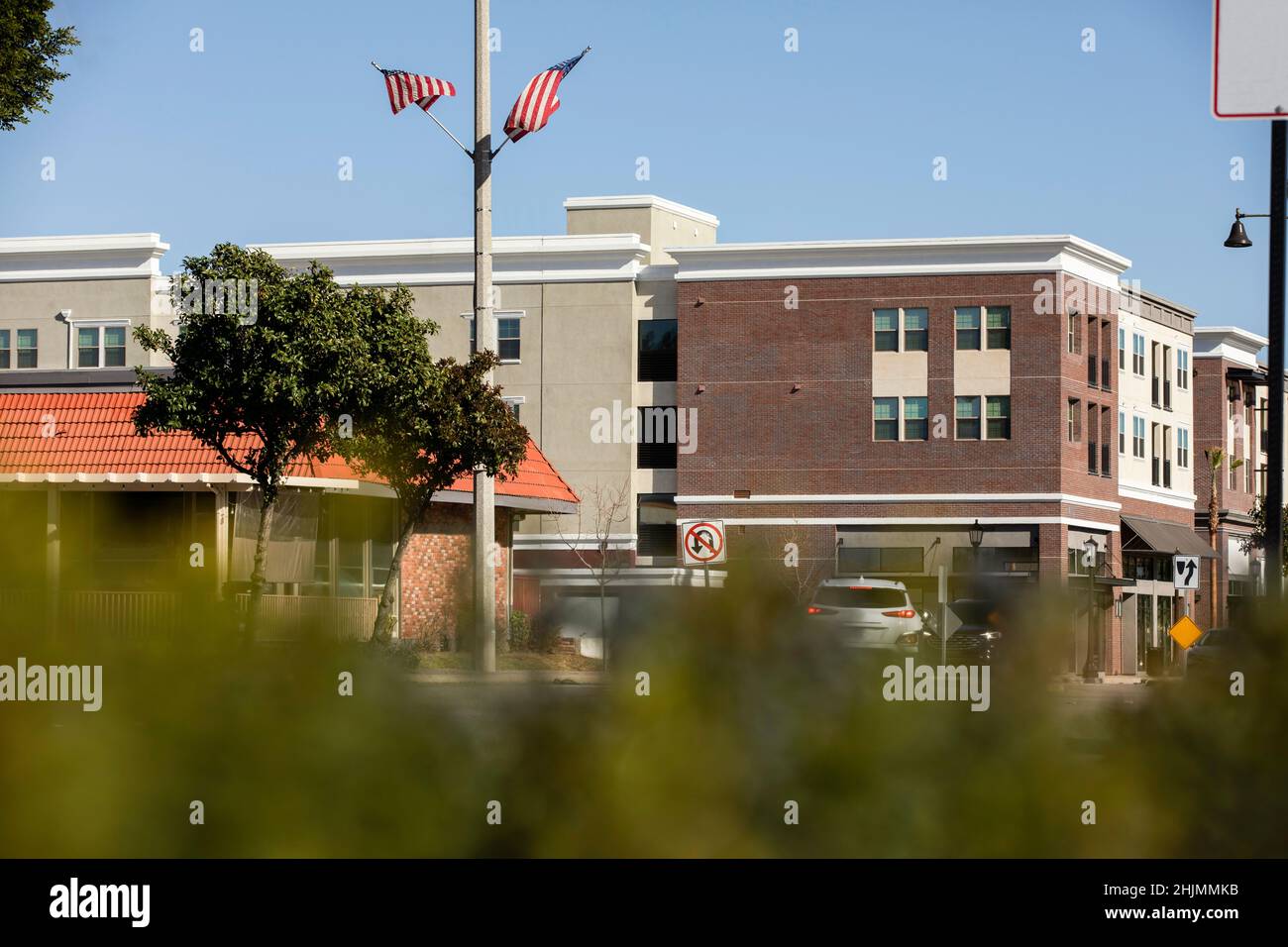 Daytime view of the downtown urban core of Duarte, California, USA ...