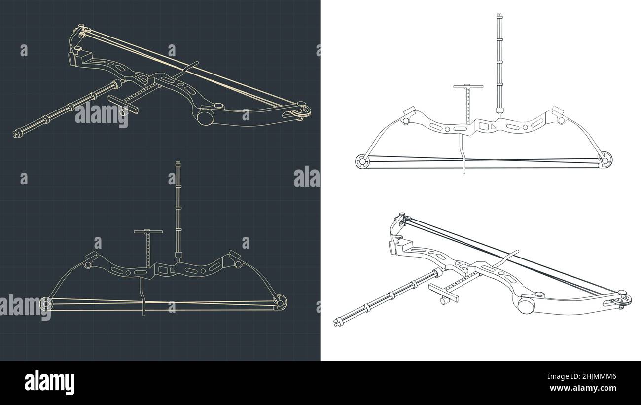 Stylized vector illustration of drawings of sports compound bow Stock ...