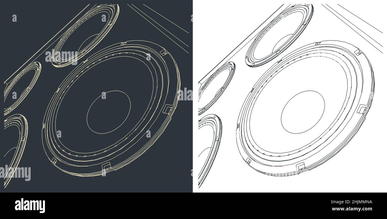 Stylized vector illustrations of a large concert speaker close up Stock ...