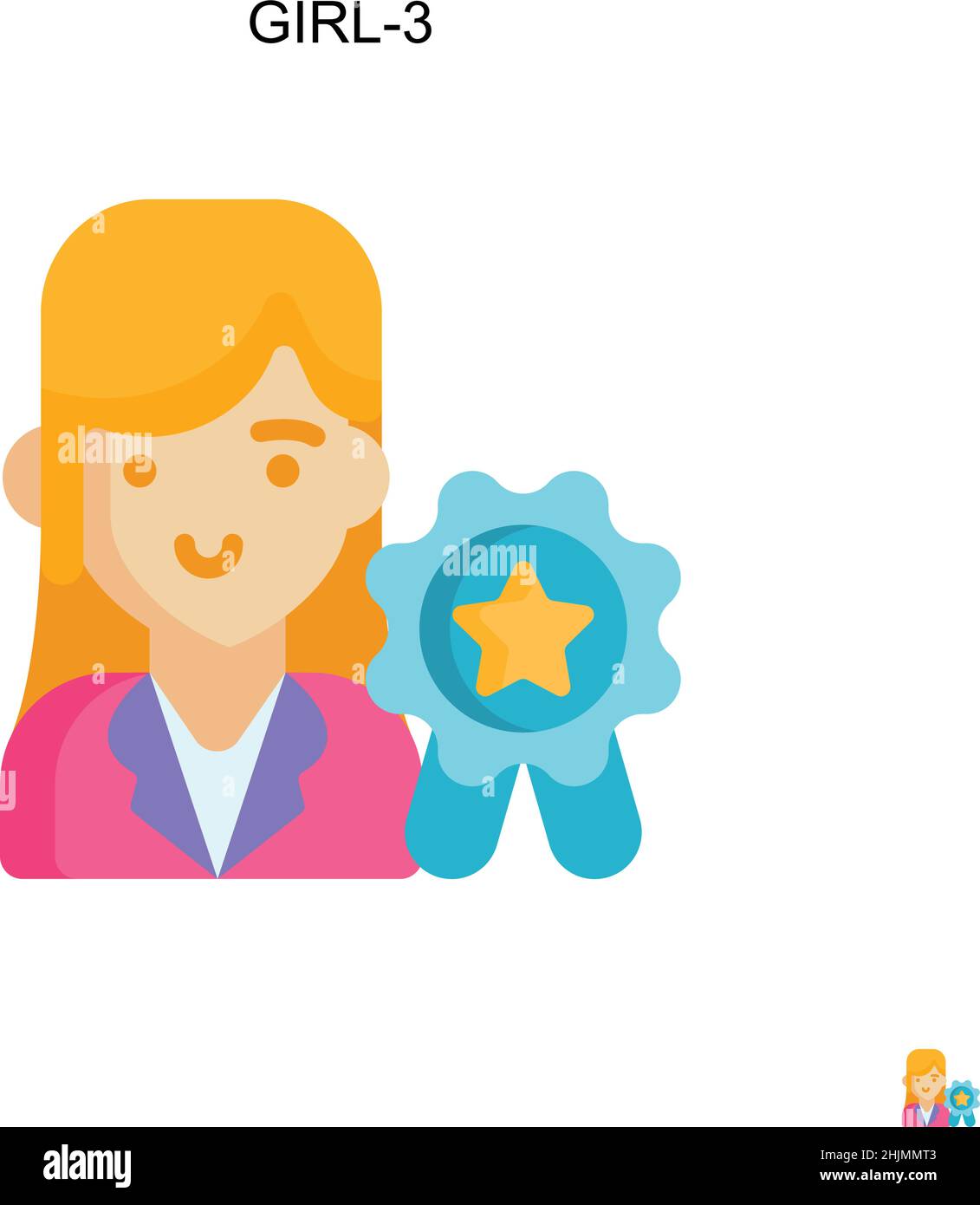 Girl-3 Simple vector icon. Illustration symbol design template for web ...