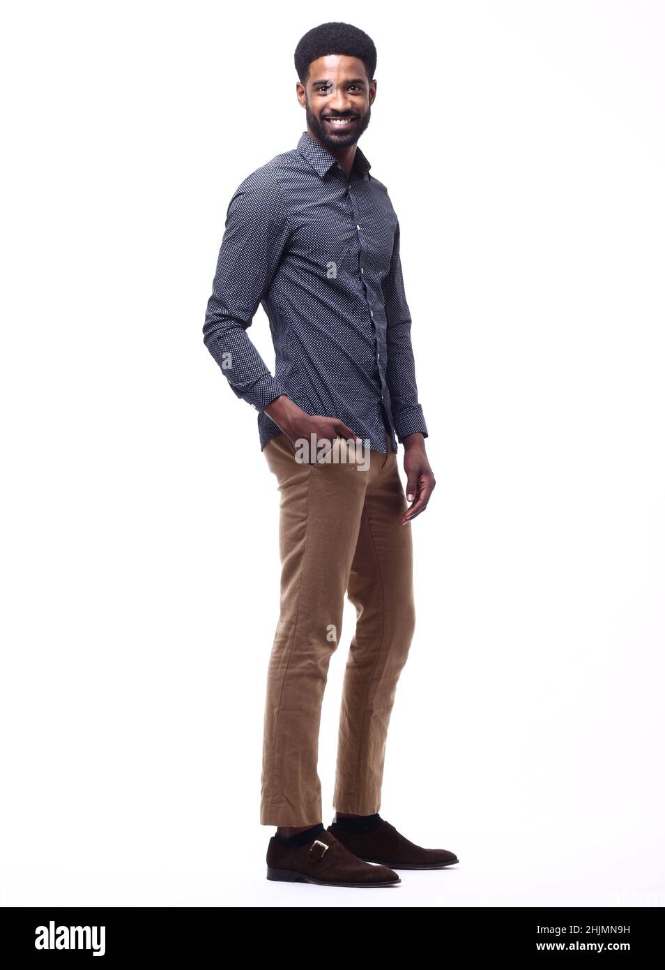 Beautiful full body happy black fashion man Stock Photo - Alamy