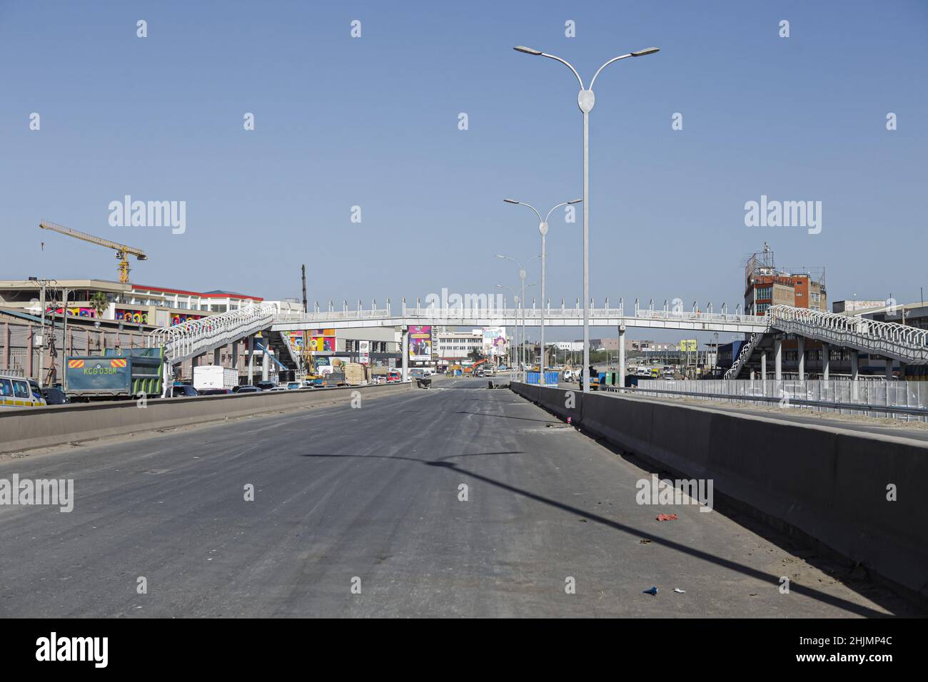 A foot bridge being erected on at Imara Daima a section of the road ...