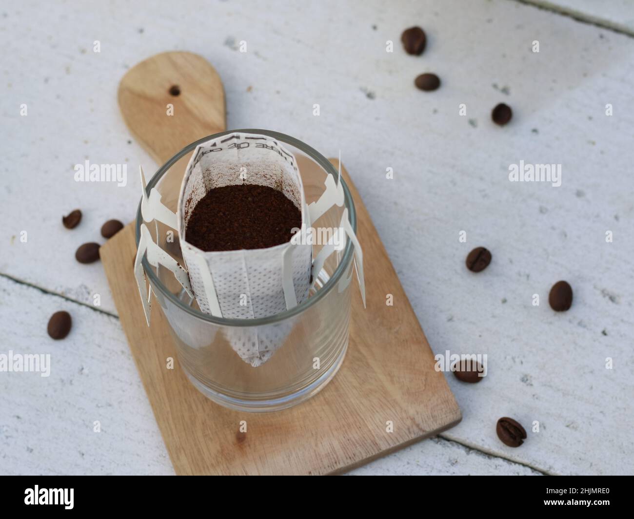 equipment for brewing drip bag coffee Stock Photo - Alamy