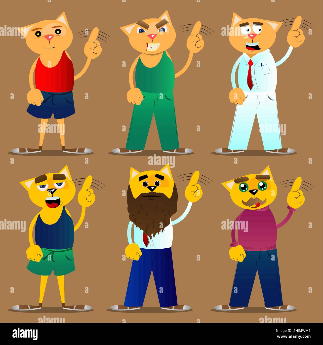 Funny cartoon cat saying no with his finger. Vector illustration. Cute ...