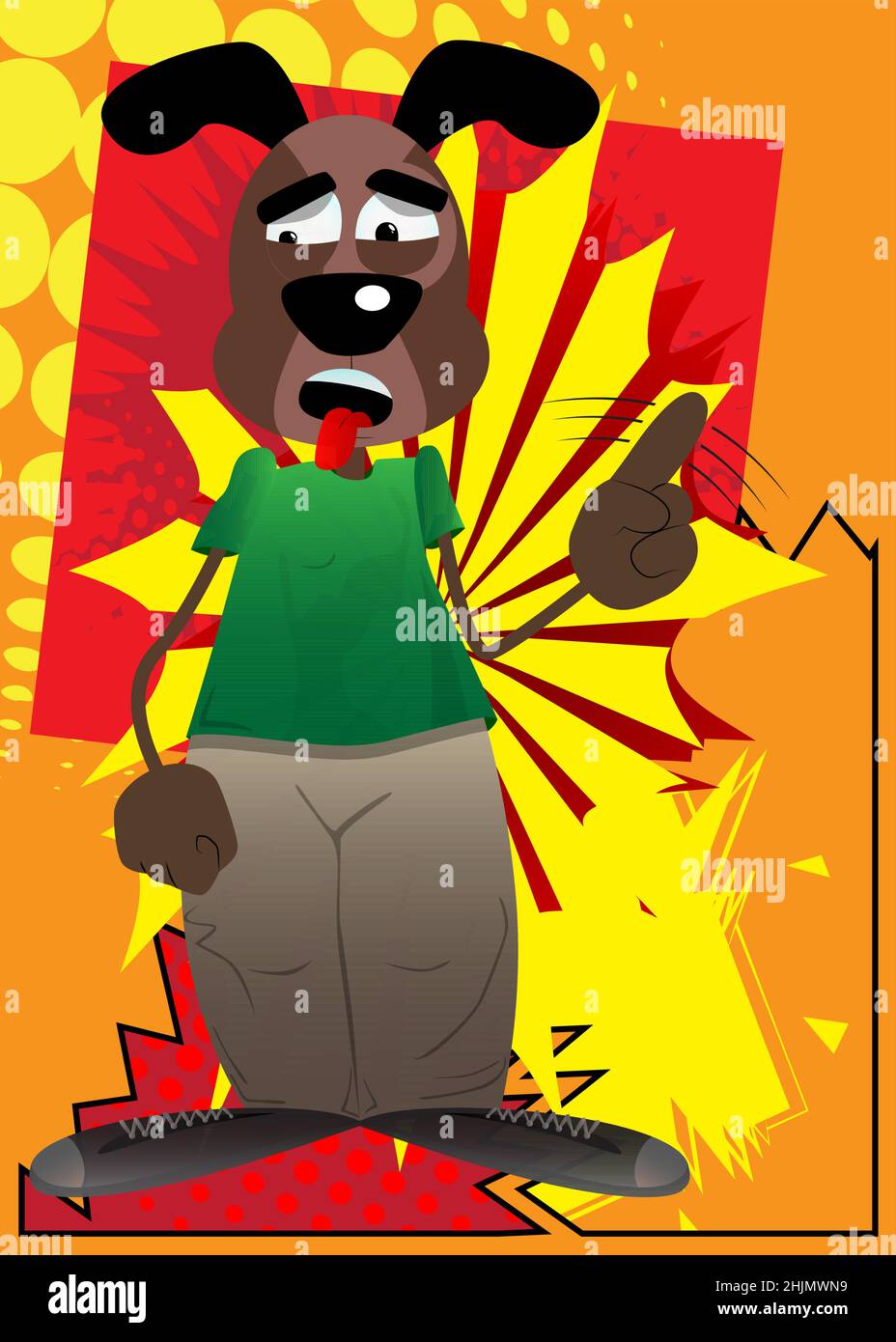 Funny cartoon dog saying no with his finger. Vector illustration Stock ...