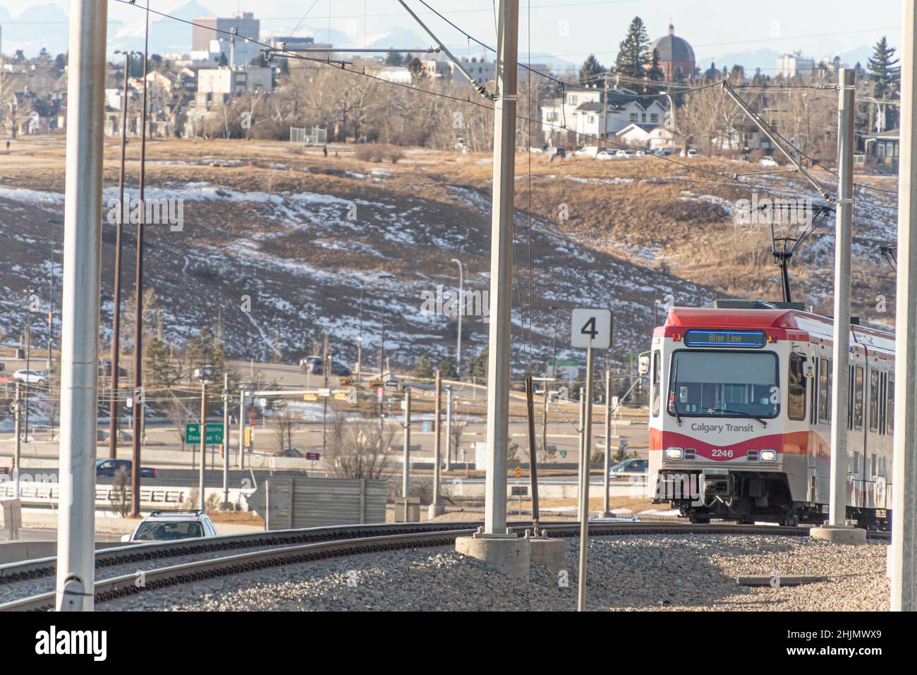 16 January 2022 - Calgary Alberta Canada - Calgary Transit LRT train on ...