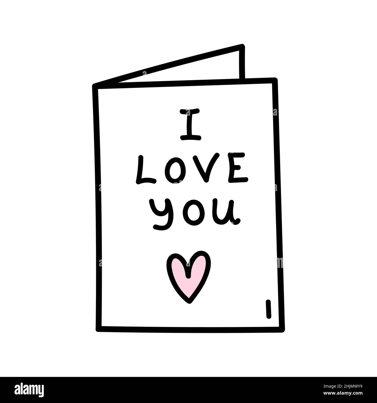 Cute love confession card isolated on white background. I love you ...