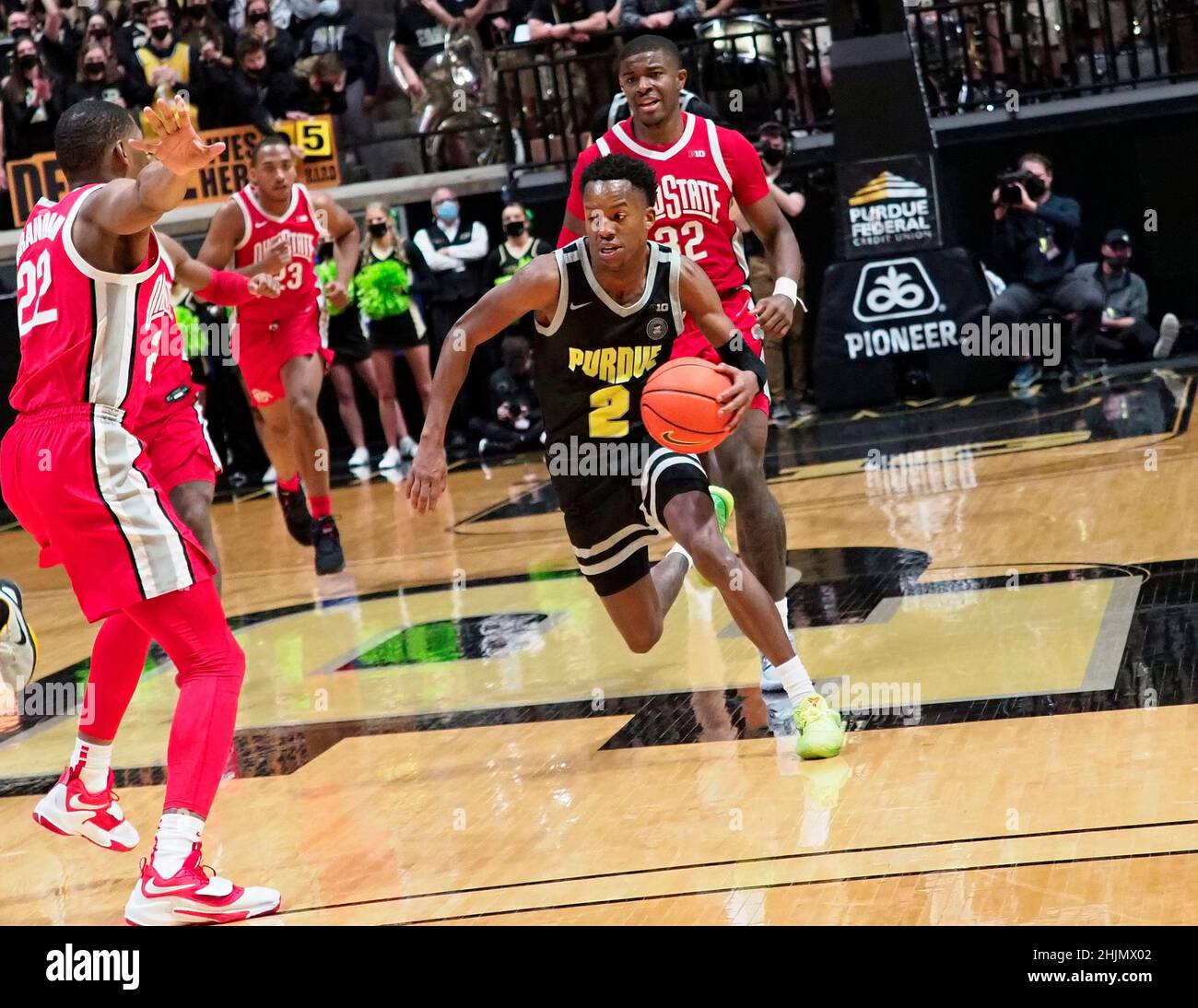 January 30, 2022: Purdue Boilermakers guard Eric Hunter Jr. (2) drives ...