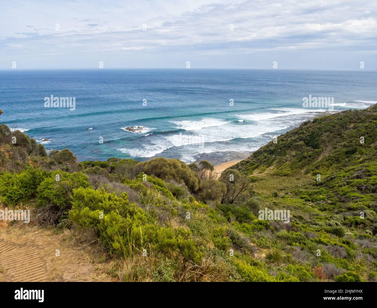 View from the Great Ocean Walk above Wreck Beach - Princetown, Victoria ...