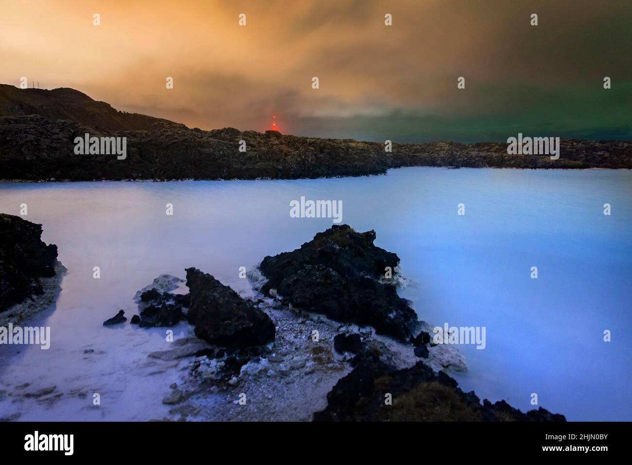Blue Lagoon in Iceland at night Stock Photo - Alamy