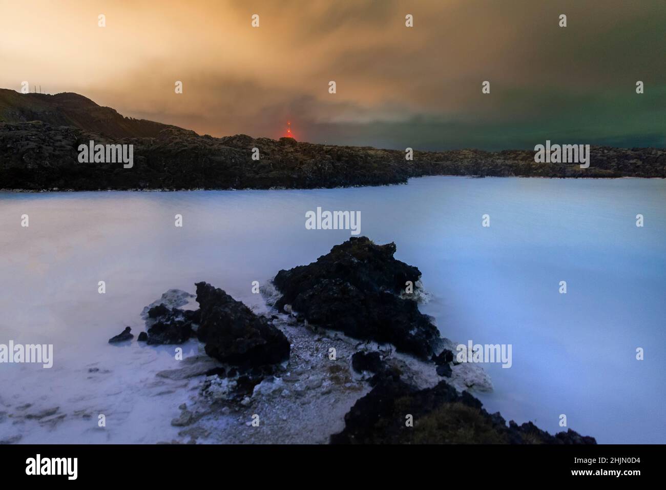 Blue Lagoon in Iceland at night Stock Photo - Alamy