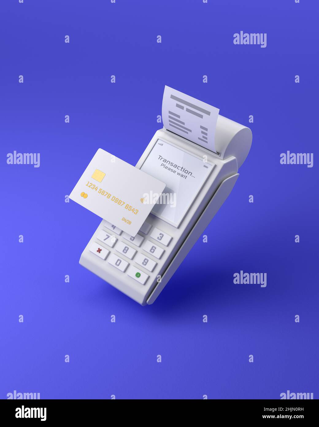 POS terminal with receipt and credit card. Clipping path included Stock ...