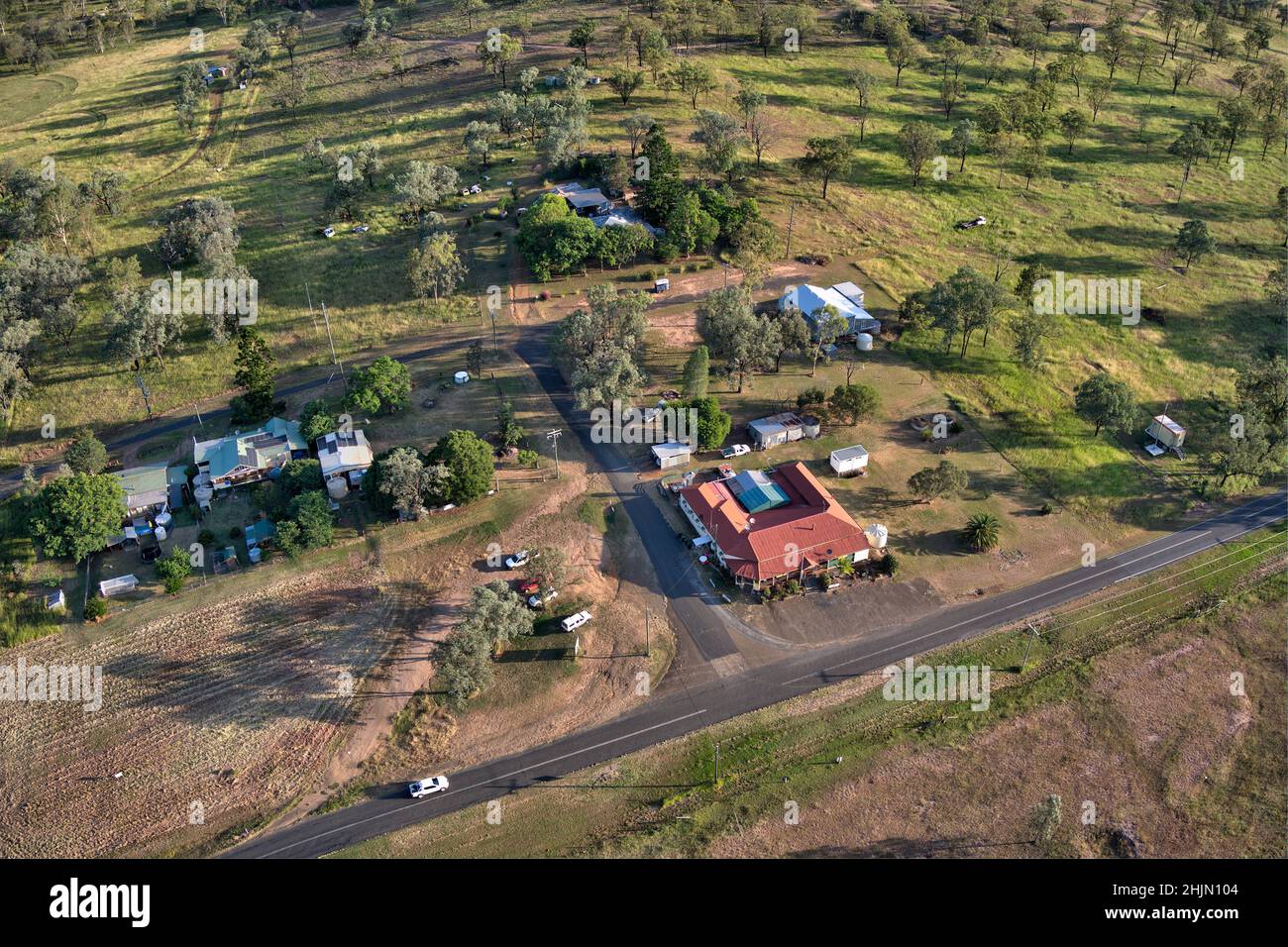Aerial of the historic Mungungo Hotel on the banks of the Monal Creek ...