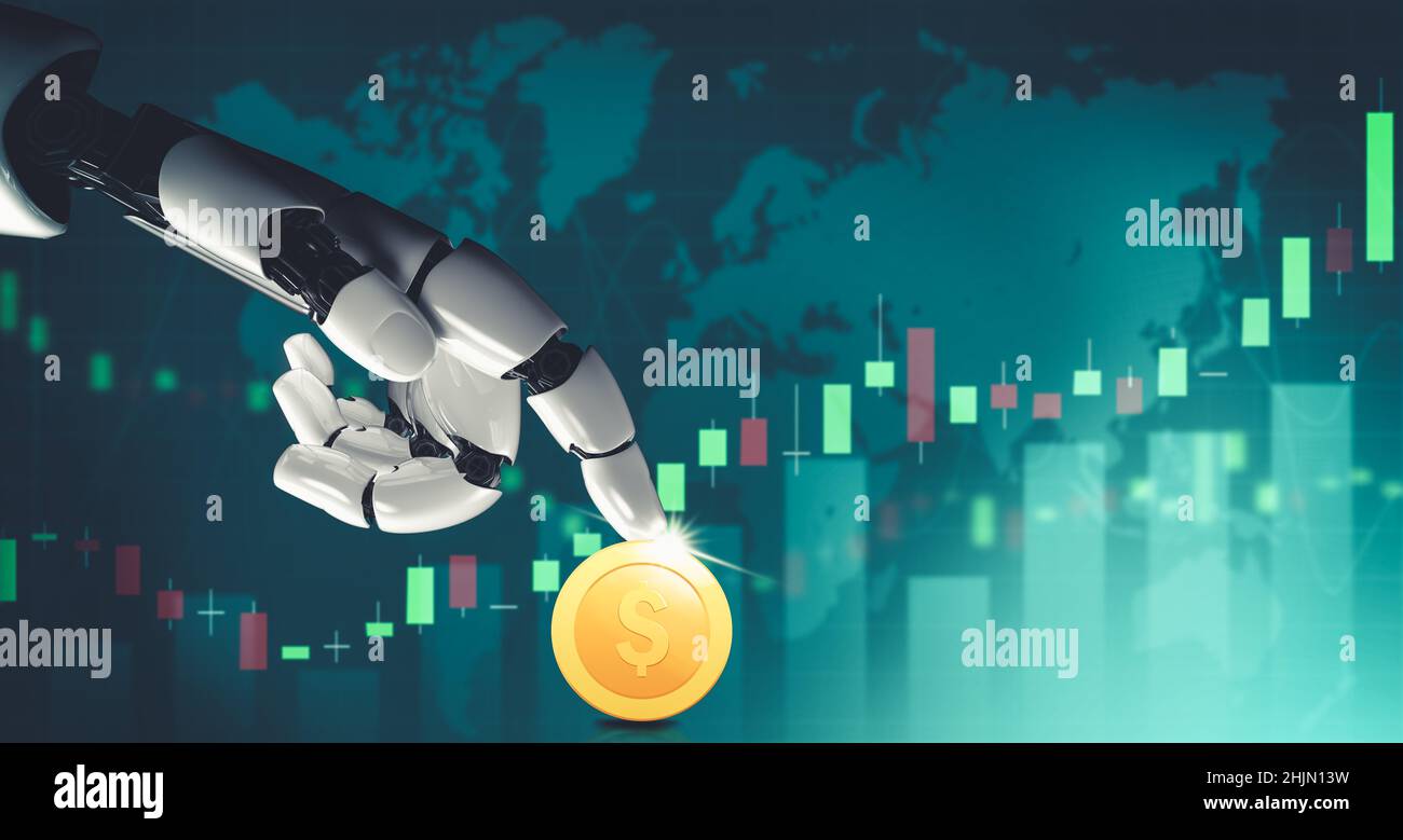 3D rendering futuristic droid robot technology development, artificial ...