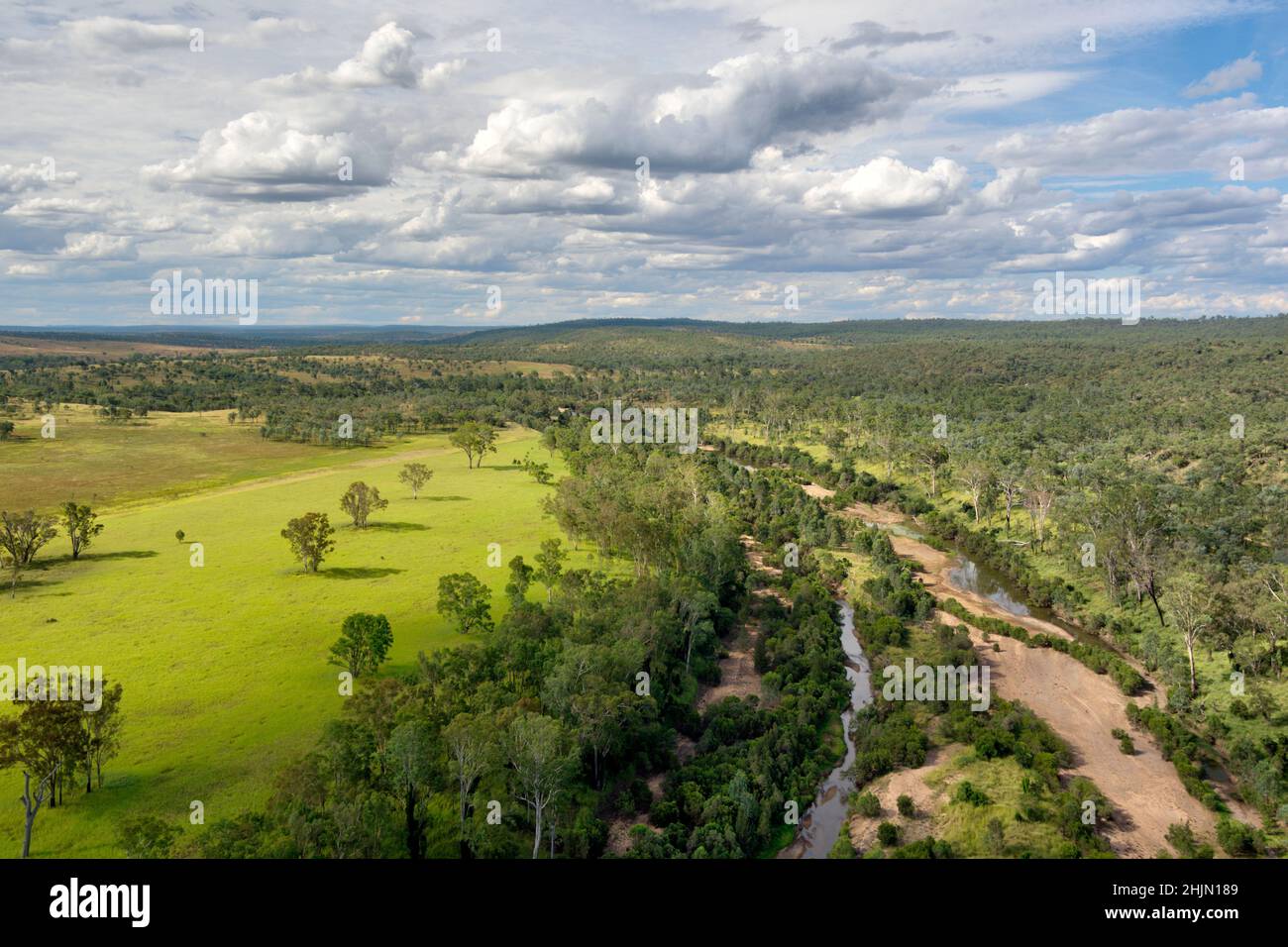 Aerial of the Burnett River at Eidsvold Queensland Australia Stock ...