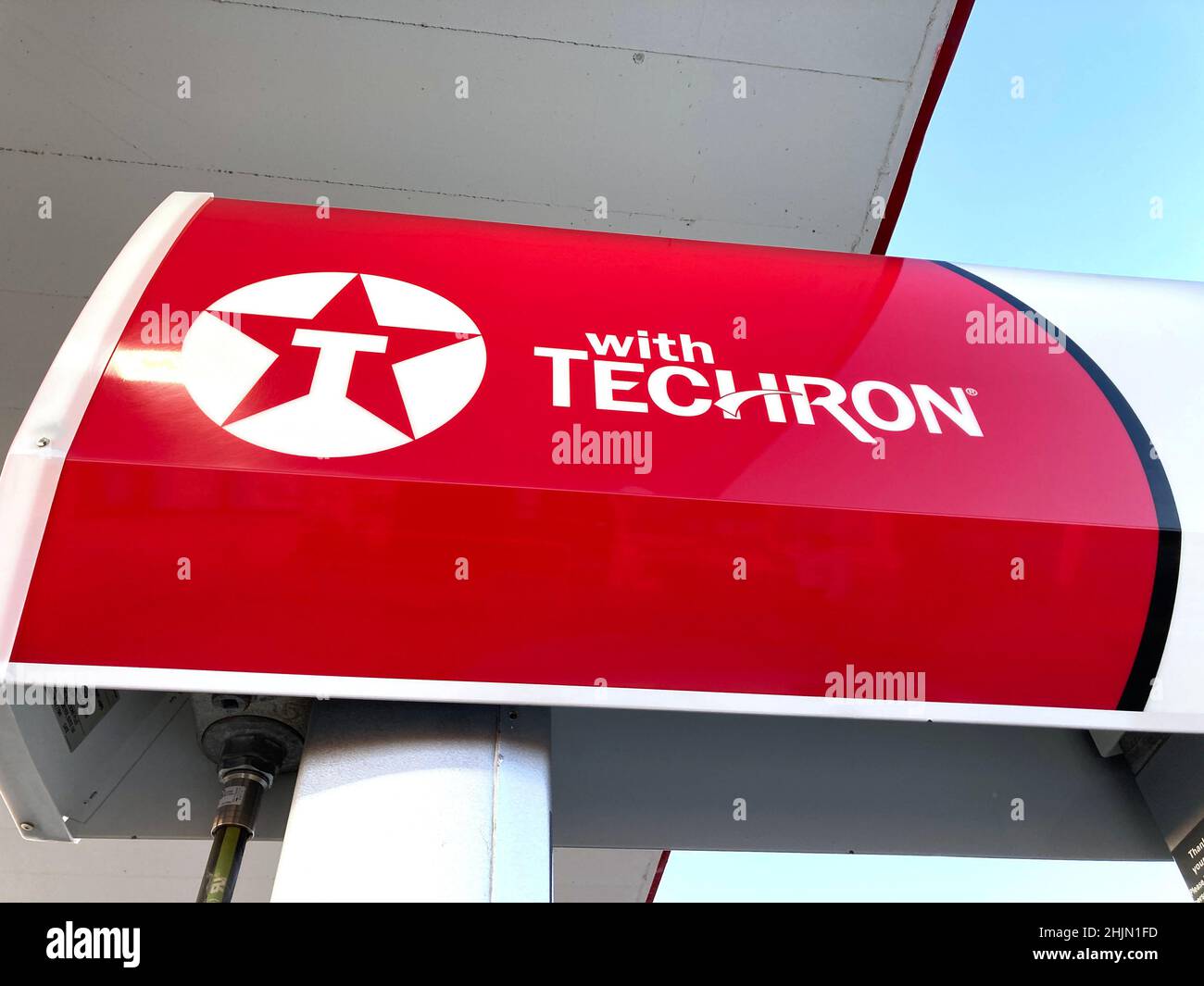 Texaco with Techron sign, logo on gas station pump - San Jose ...