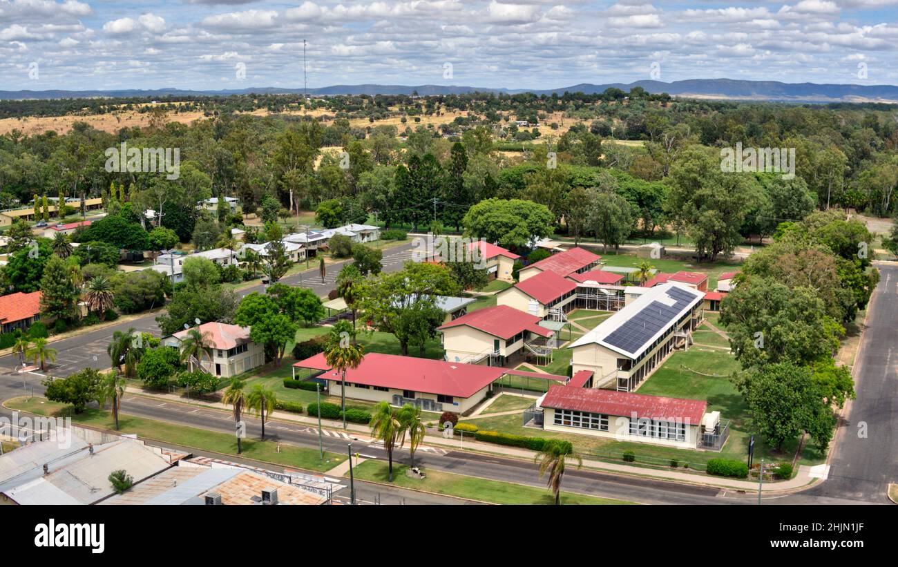 Aerial of the State school at Theodore Queensland Australia Stock Photo ...