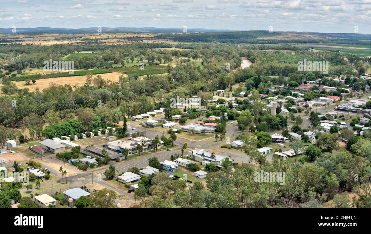 Aerial of the community owned hotel at Theodore Queensland Australia ...