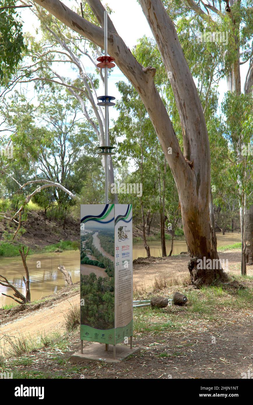 Dawson River flood levels marker at Theodore Queensland Australia Stock ...