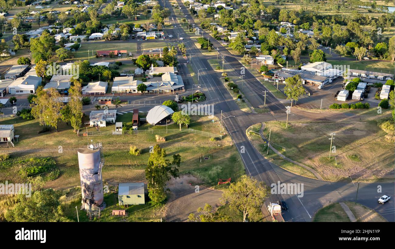 Aerial of the coal mining township of Moura Queensland Australia Stock ...