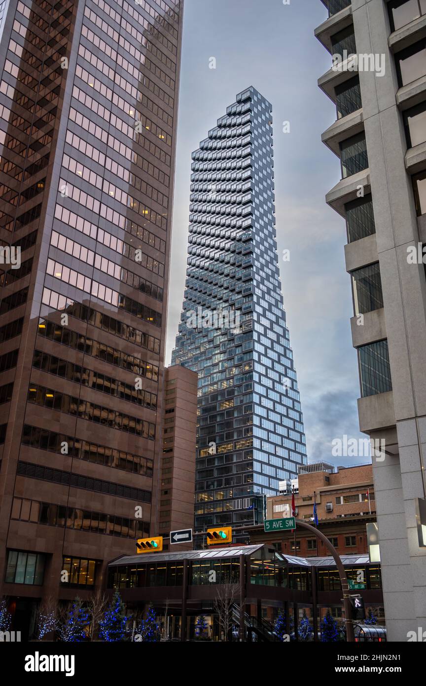 Calgary, Alberta - January 30, 2022: View of modern office towers in ...