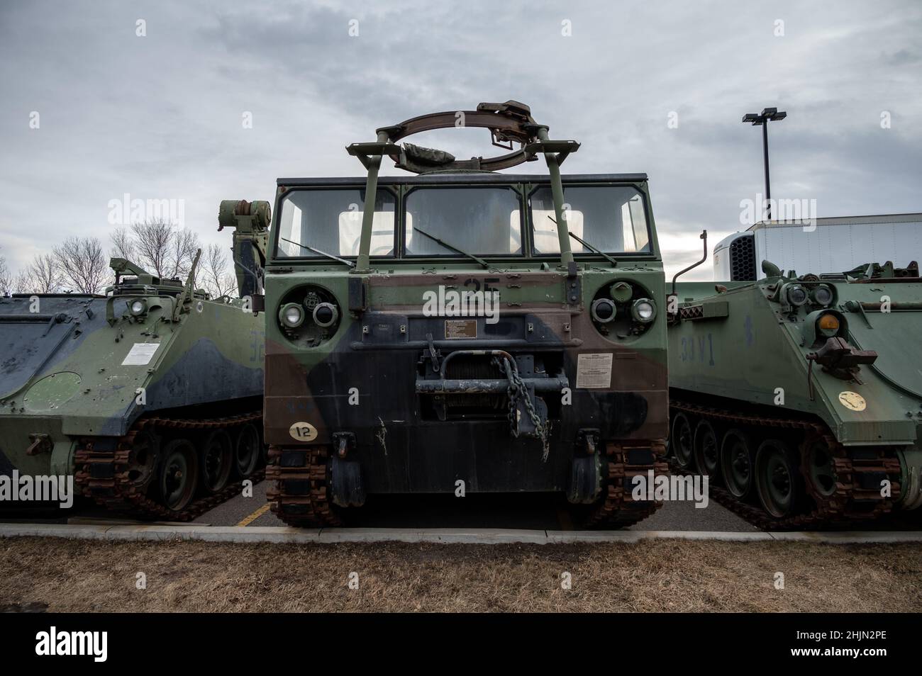 Calgary, Alberta - January 30, 2022: View of armourd vehicles at the ...