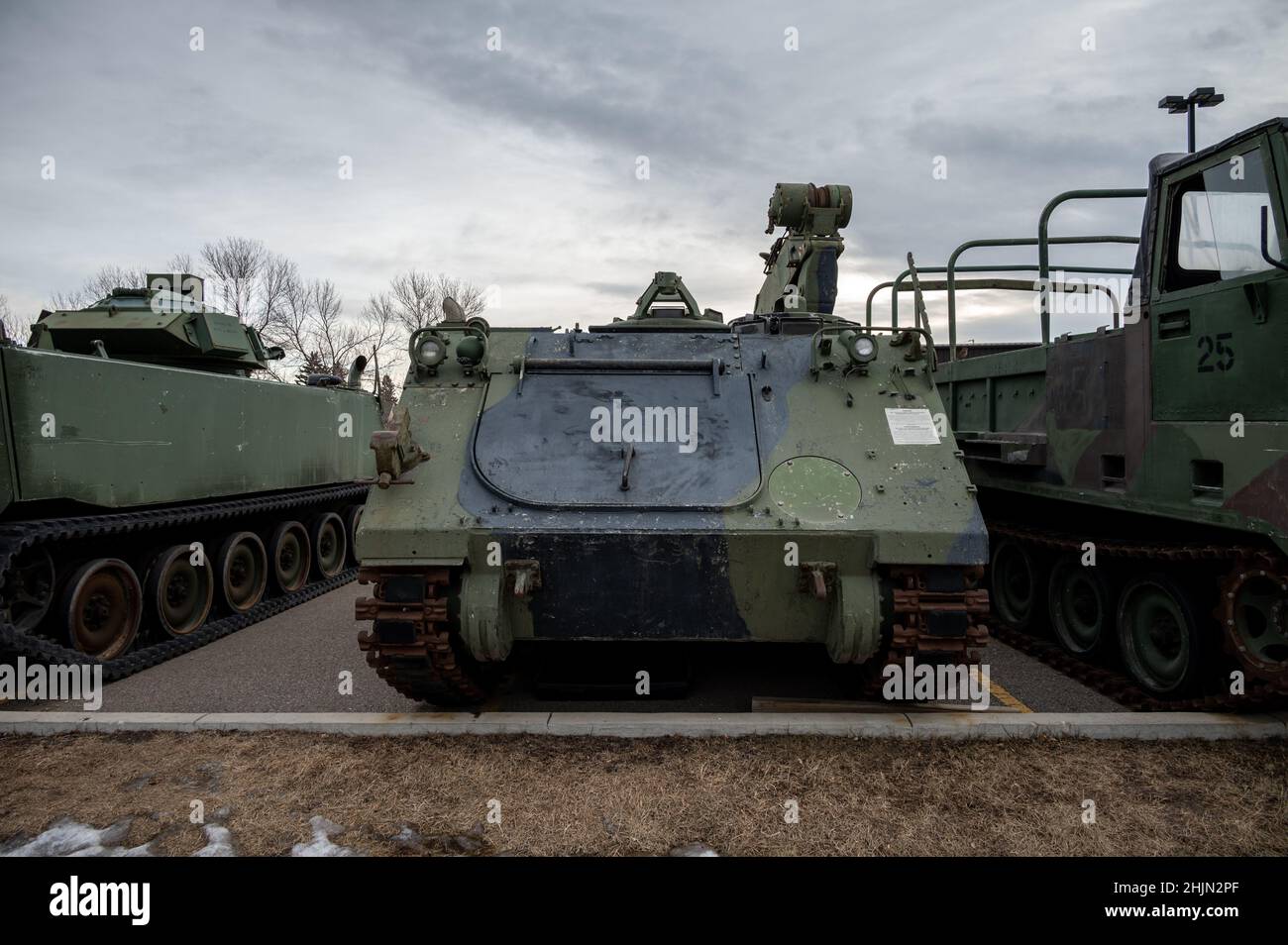 Calgary, Alberta - January 30, 2022: View of armourd vehicles at the ...