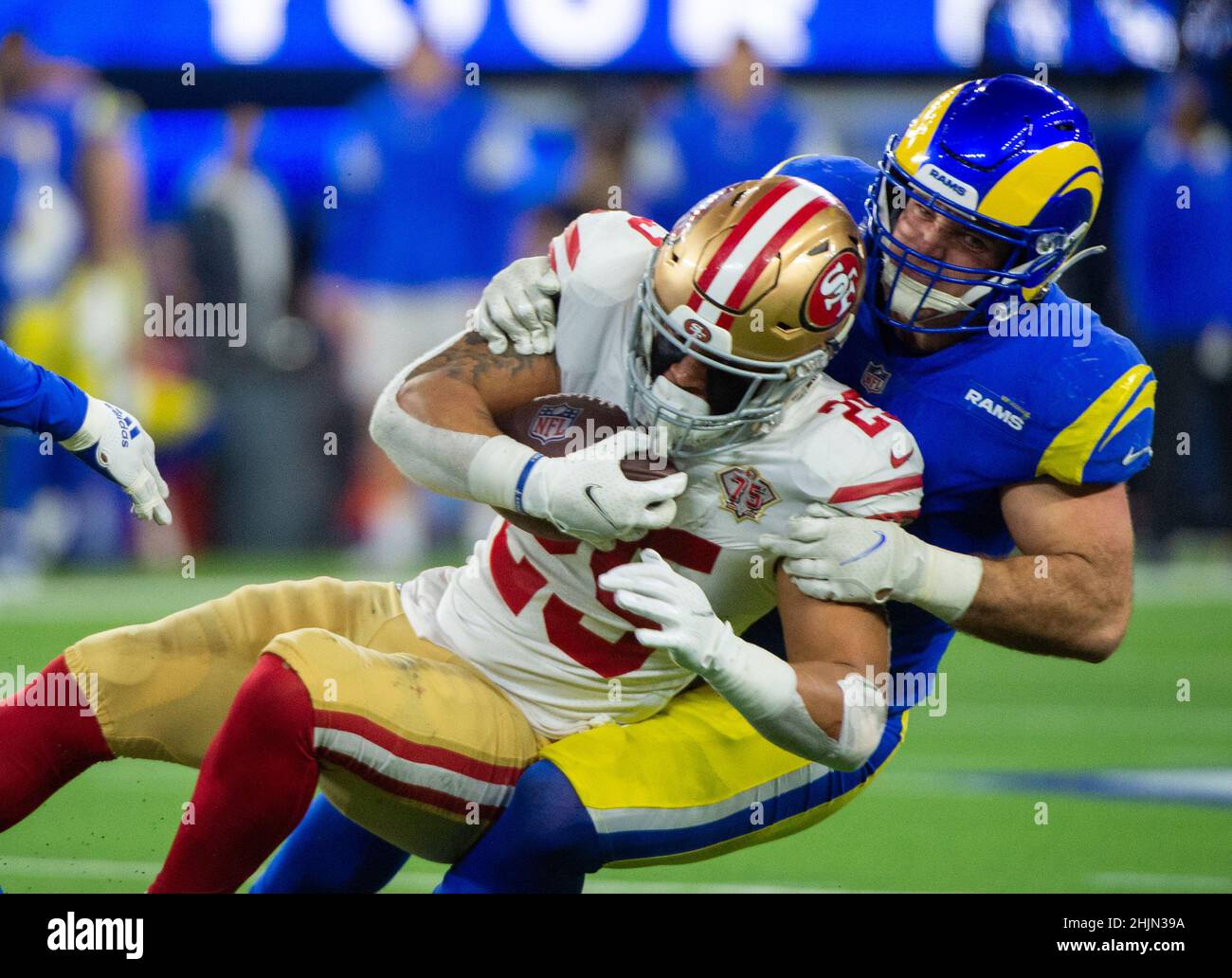 Los Angeles, CA, USA. 30th Jan, 2022. San Francisco 49ers running back ...