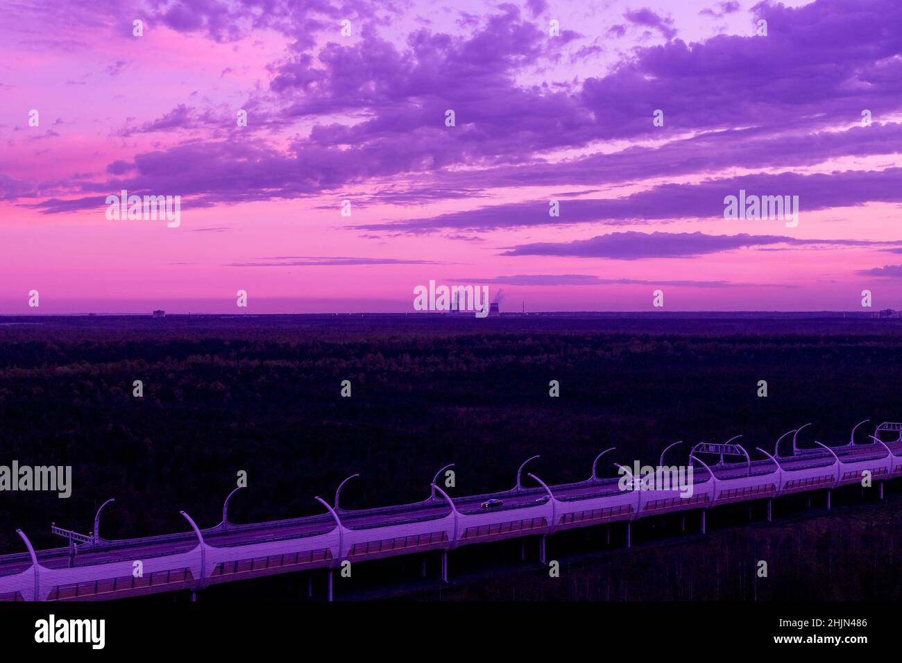 Very peri color sky. Heavenly landscape with clouds in purple shade ...