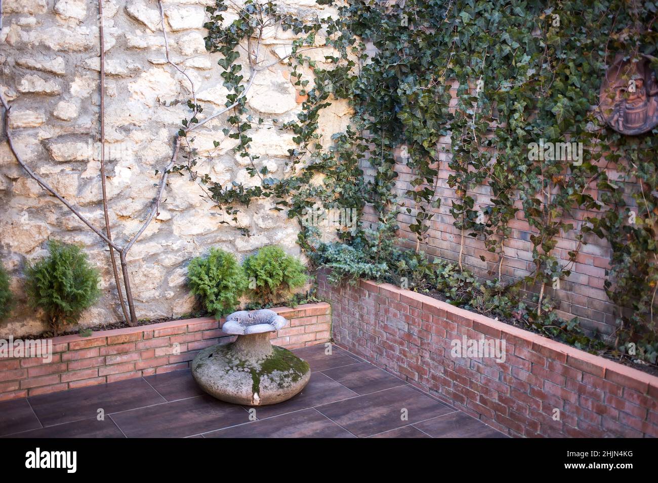 Interior of modern cafe terrace. Can be used as a whole background ...